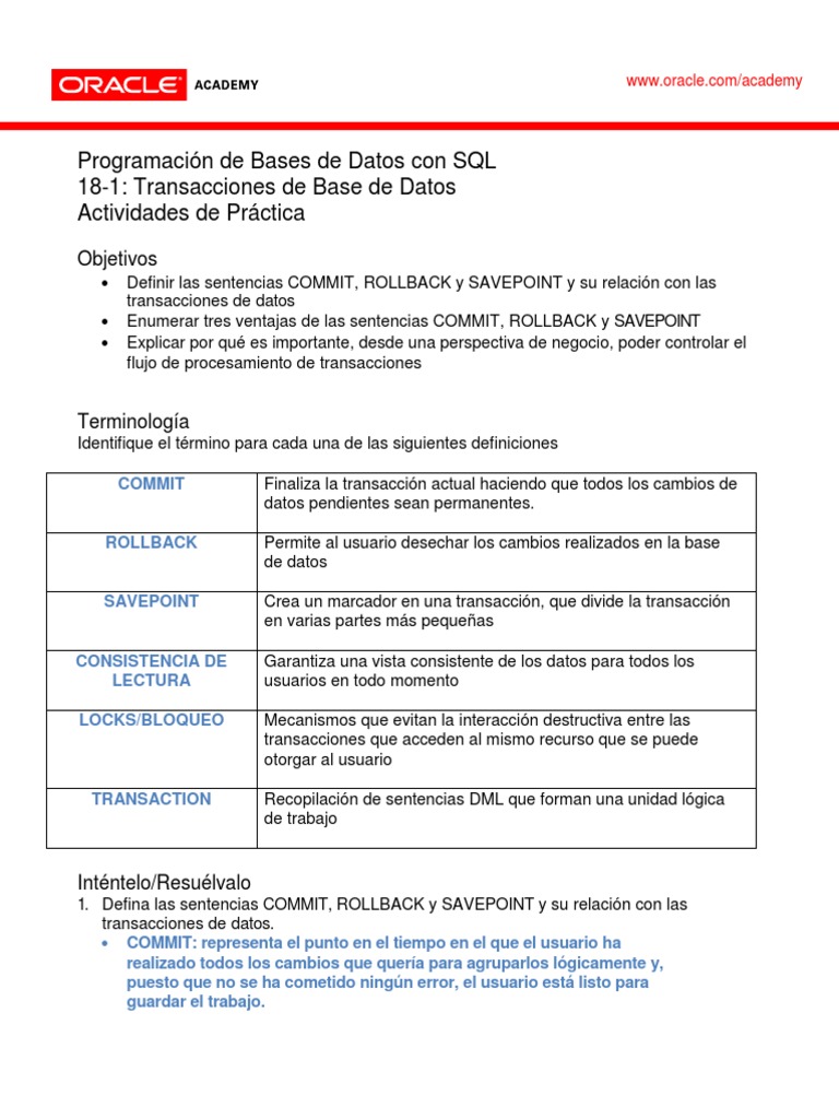 DP 18 1 Practice Esp PDF | PDF | SQL | Gestión de datos