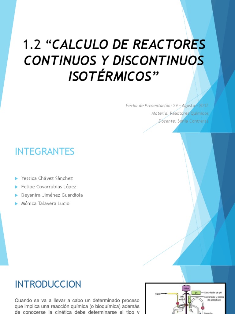 1.2 Calculo de Reactores - Deyanira | PDF | Reactor Quimico | Física Aplicada e Interdisciplinaria
