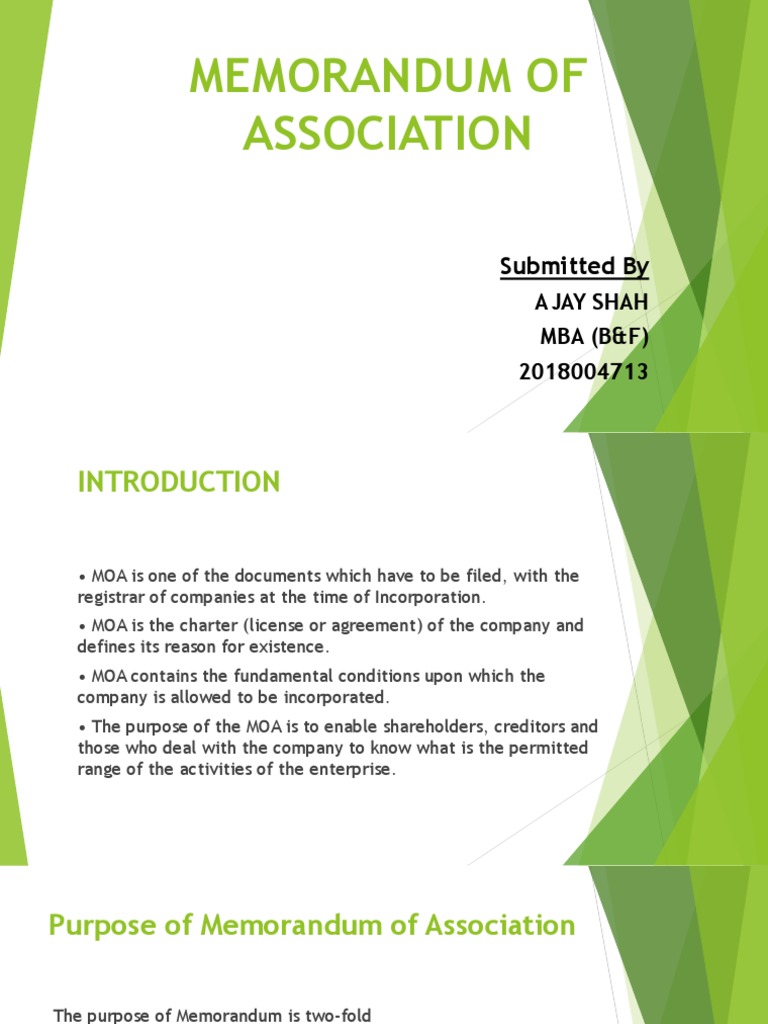 MOA | Download Free PDF | Companies | Private Law