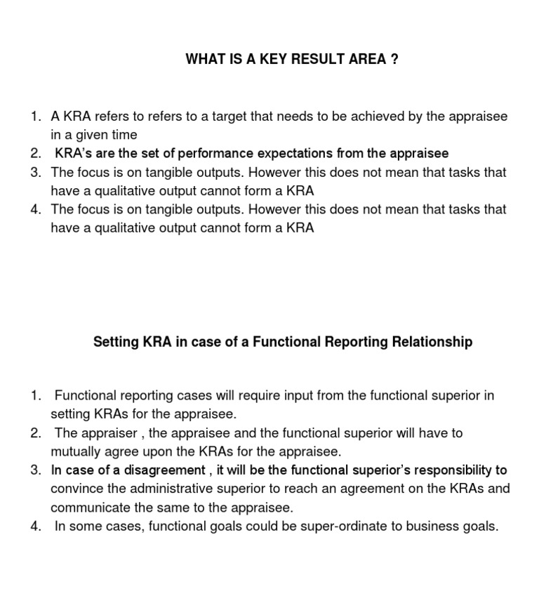 Understanding Key Result Areas (KRAs) | PDF