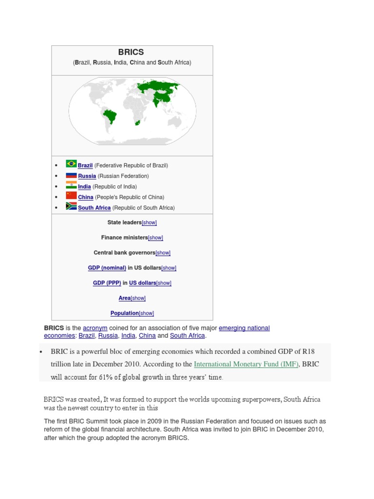 All About BRICS | PDF | Bric | World Economy