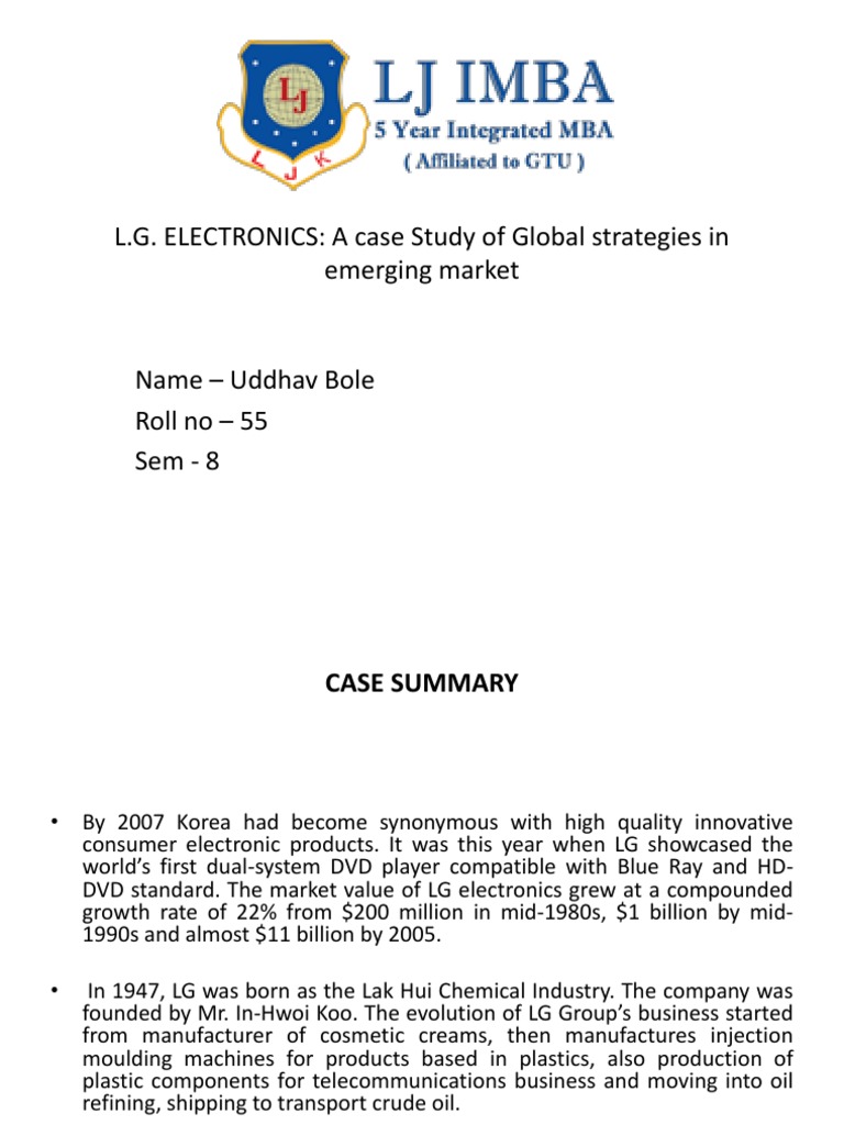Case Study LG Electronics | PDF | Market (Economics) | Economies