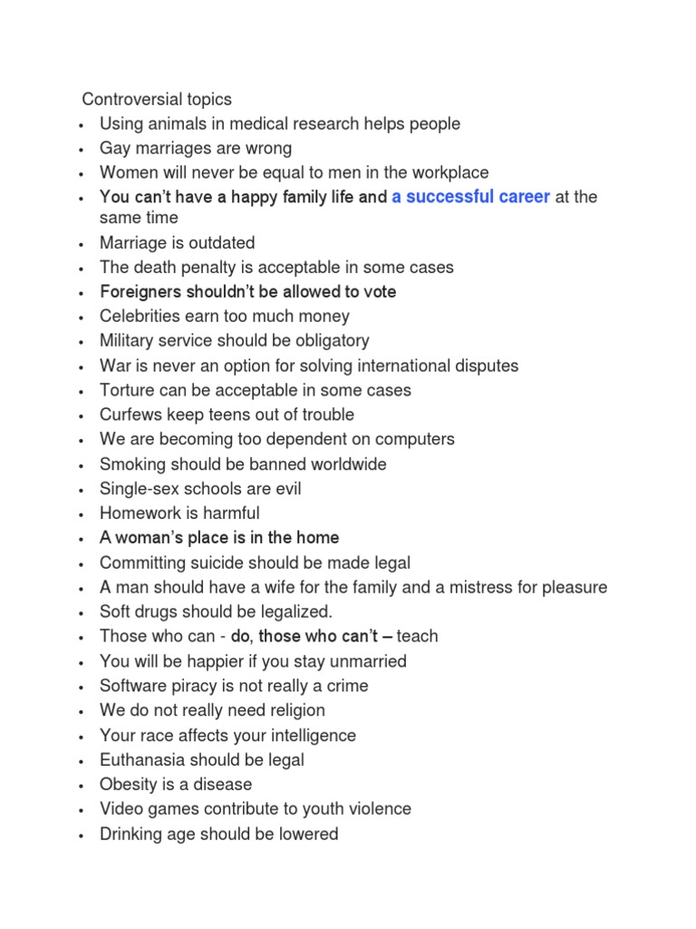 Controversial Topics | PDF | Applied Ethics | Justice