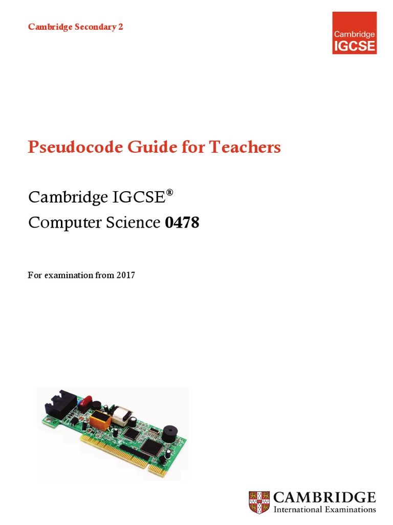Pseudocode Guide For Teachers Igcse Computer Science Pdf Control