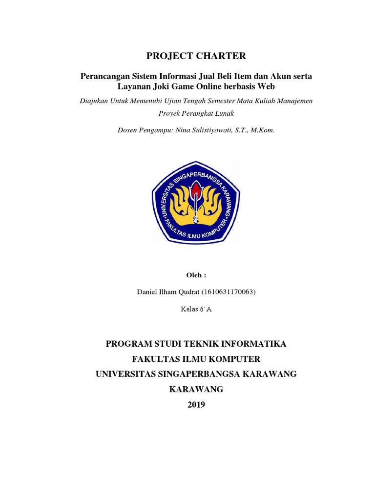 PROJECT CHARTER Daniel | PDF