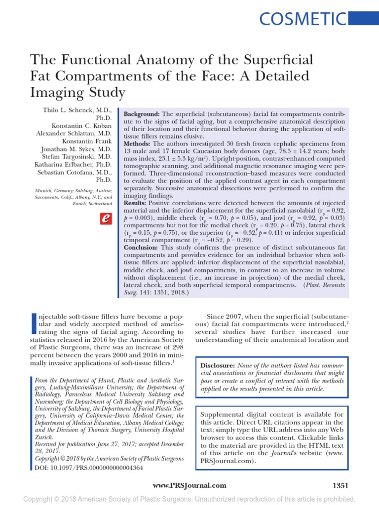 The Functional Anatomy Of The Superficial Fat Compartments Of The Face