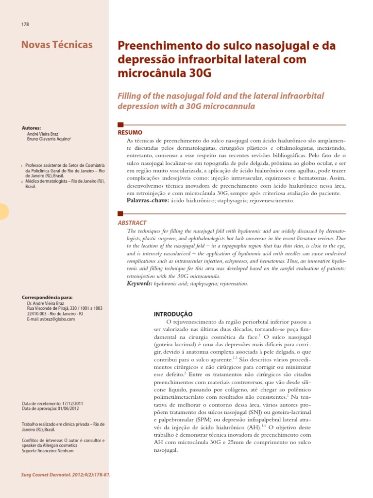 v4 Preenchimento Do Sulco Nasojugal e Da Depressao Infraorbital Lateral ...