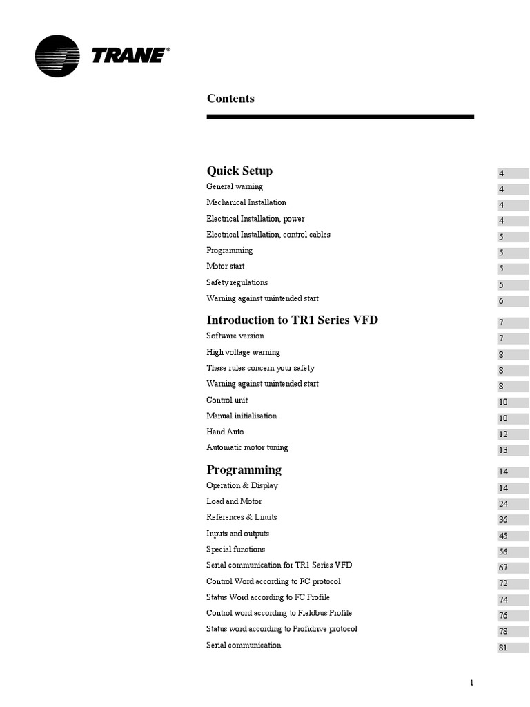 Quick Setup Guide for TR1 Series Variable Frequency Drive - Mechanical ...