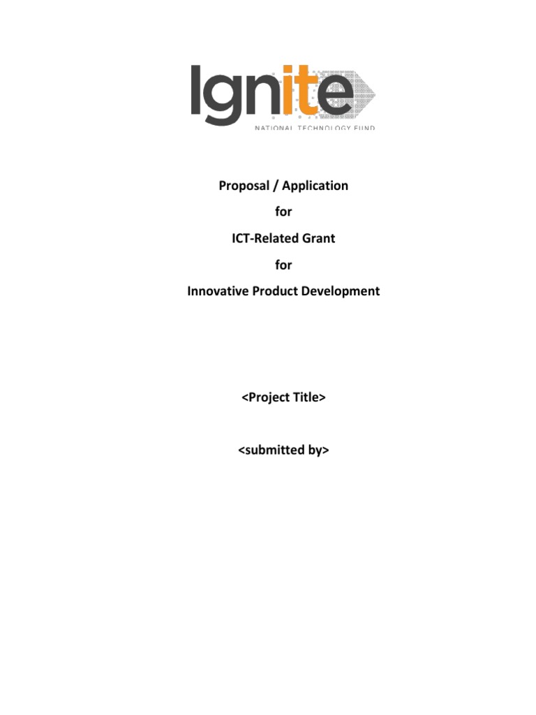 Proposal / Application For ICT-Related Grant For Innovative Product ...
