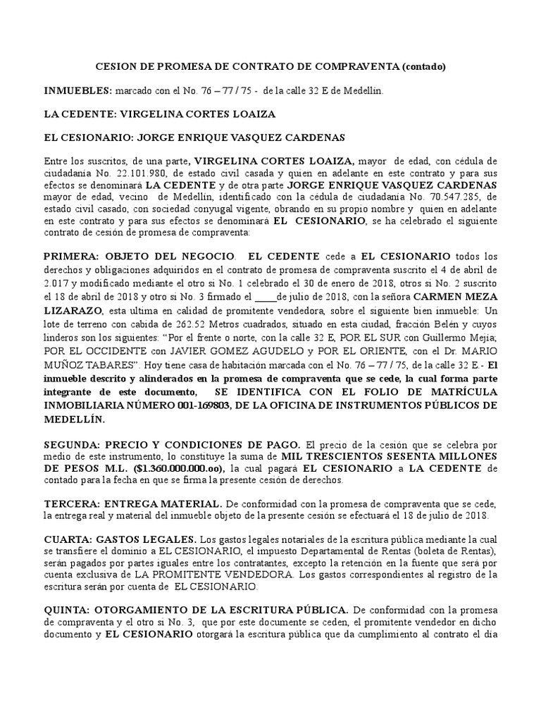 Cesion Promesa Laureles | PDF | Conceptos legales | Ley común