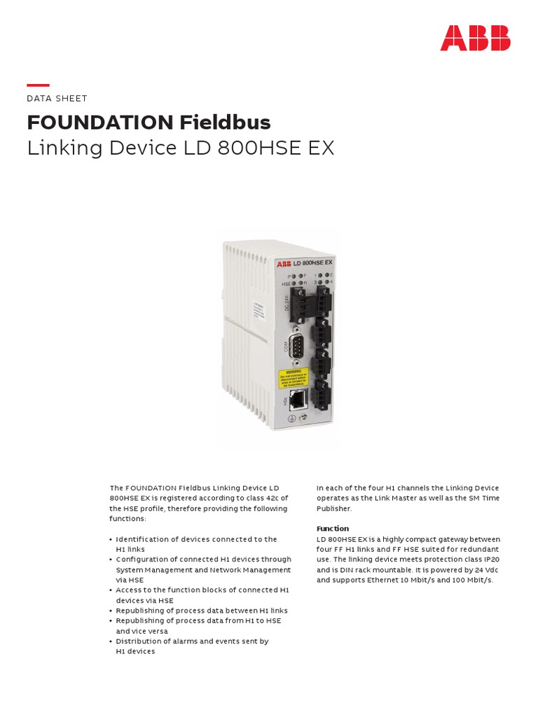 3bse081418 en B Foundation Fieldbus Linking Device LD 800hse Ex | PDF | Physical Layer Protocols ...