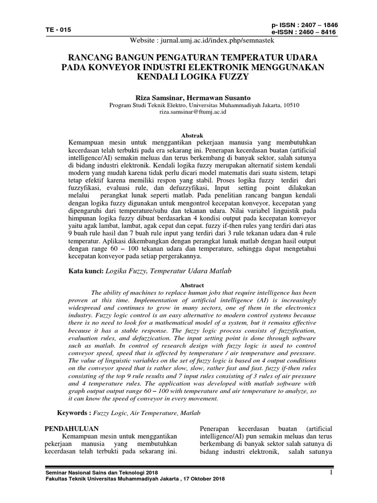 Jurnal Fuzzy Logic Controller Pada Alat Elektronik | PDF