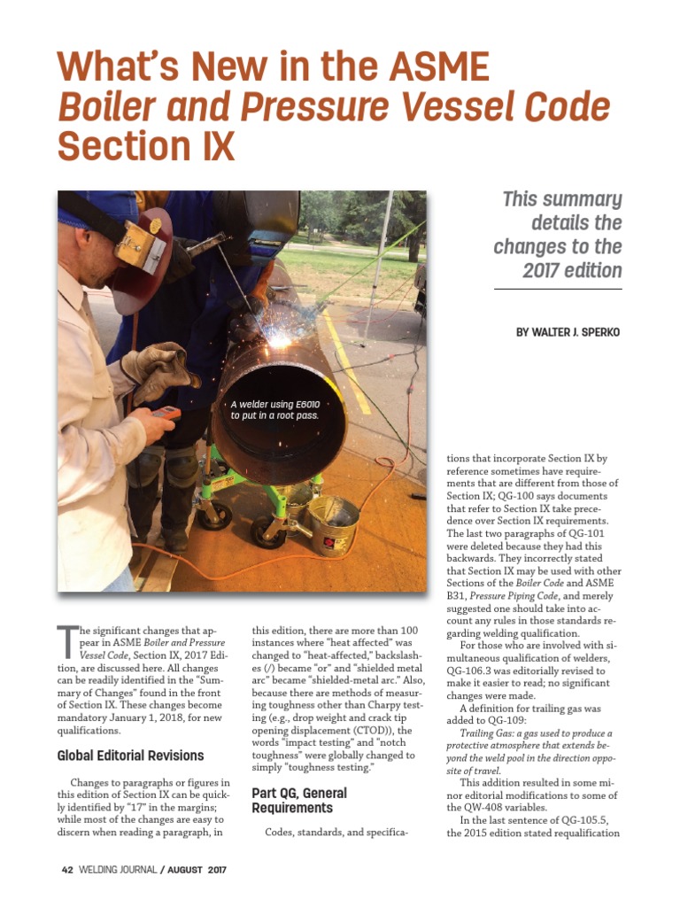Asme Ix Changes 2017 | Welding | Pipe (Fluid Conveyance)
