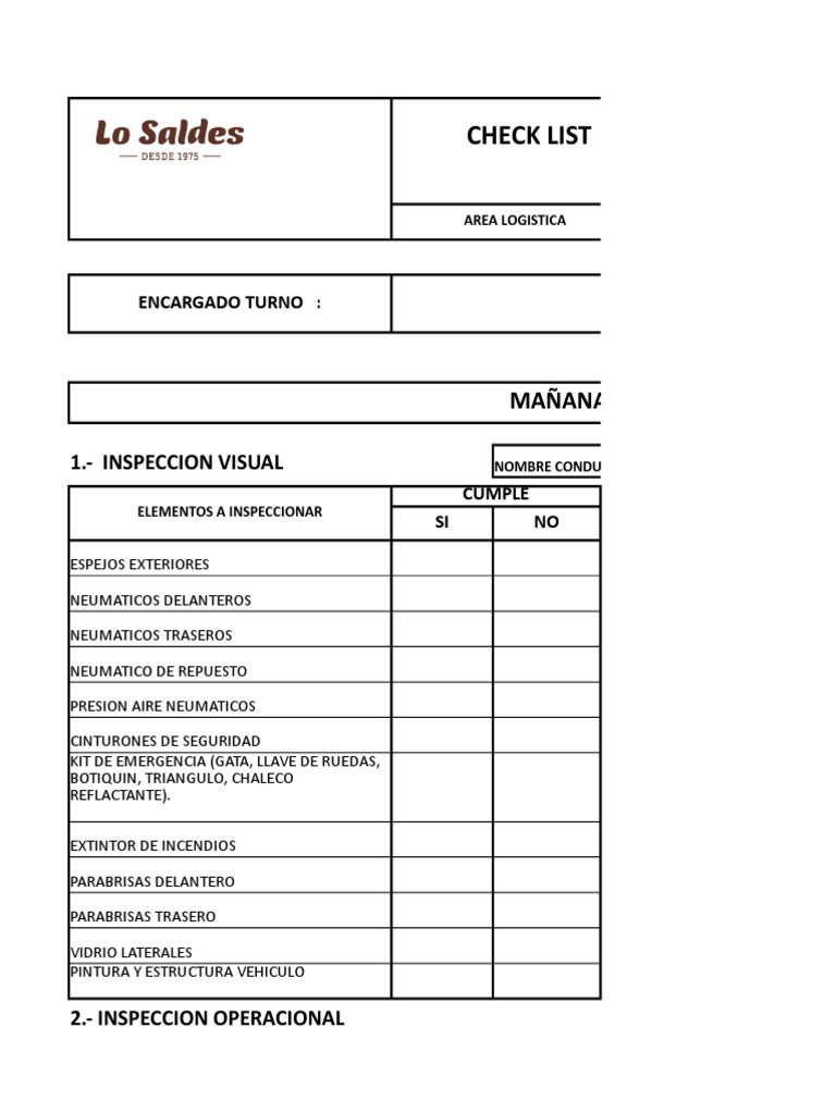 Check List Inspección de Camiones | PDF | Neumático | Industria automotriz