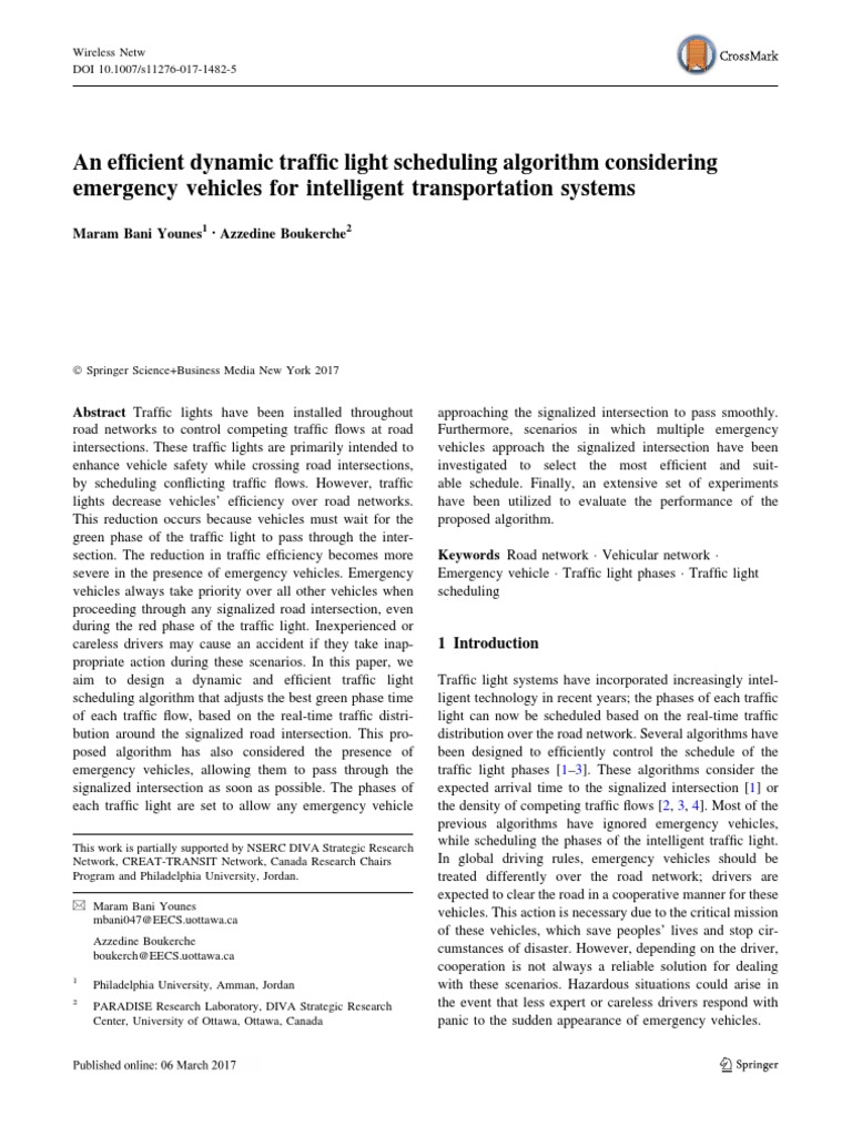 An Efficient Dynamic Traffic Light Scheduling Algorithm | PDF | Traffic ...