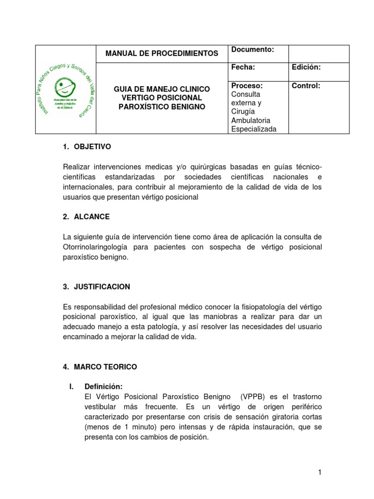 Guia Orl VPPB | PDF | Vértigo | Diagnostico medico