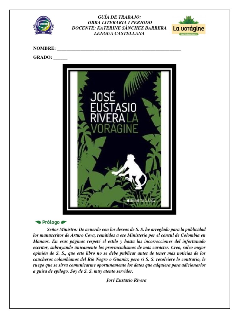 Propuesta de Talleres, Obra Literaria La Voragine I Periodo Octavo | PDF | Clásicos