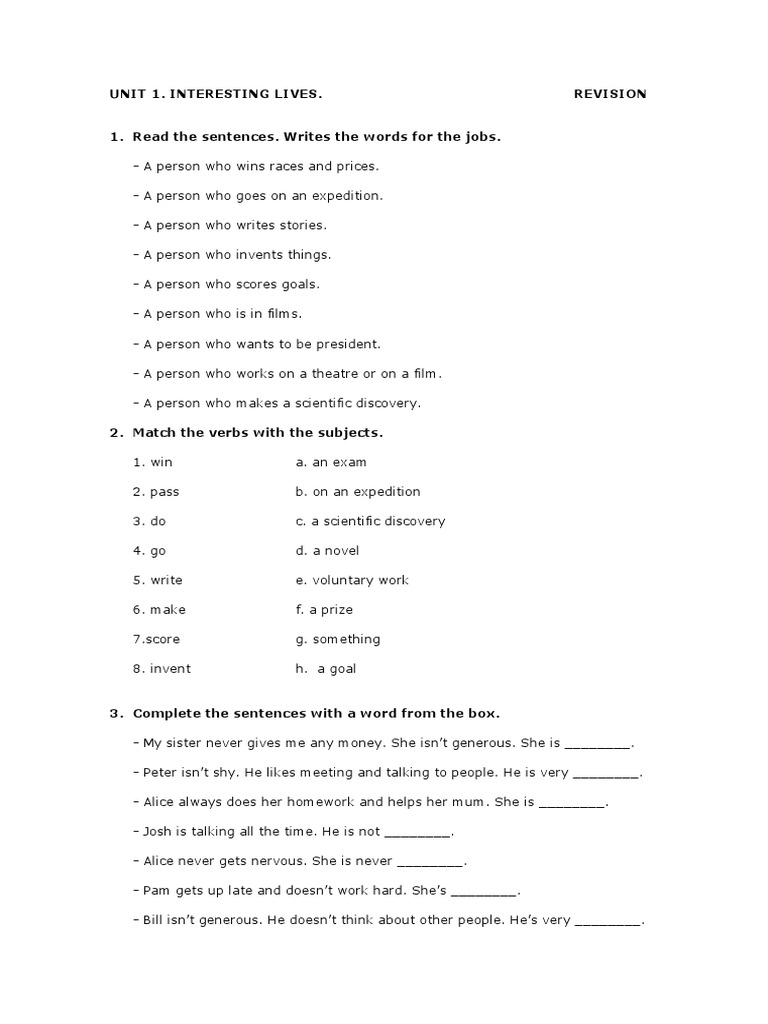 Revision Unit 1 | PDF