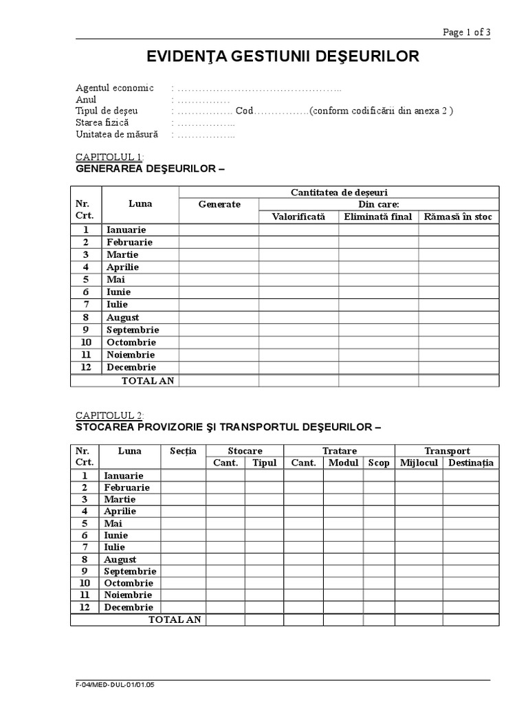 Evidenta Gestiune Deseuri | PDF