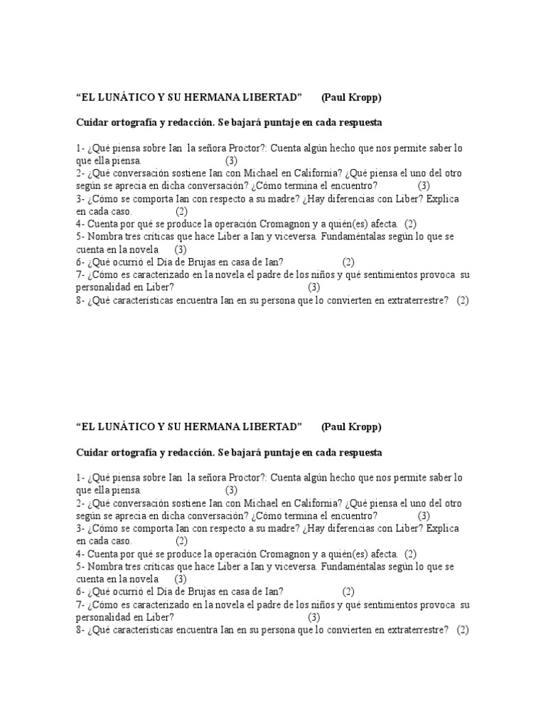 El Lunático y Su Hermana Libertad | PDF
