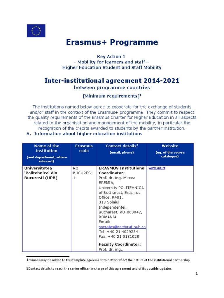 Erasmus+ Programme: Inter-Institutional Agreement 2014-2021 | PDF ...