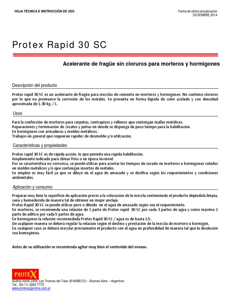 PROTEX Producto Tecnica 1 | PDF | Hormigón | Cemento