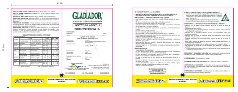 Gladiador-Ficha Tecnica | PDF | Pesticida | Agua