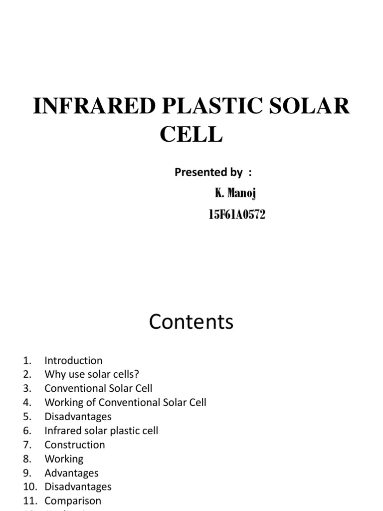 Infrared Plastic Solar Cell | PDF | Solar Cell | Solar Energy