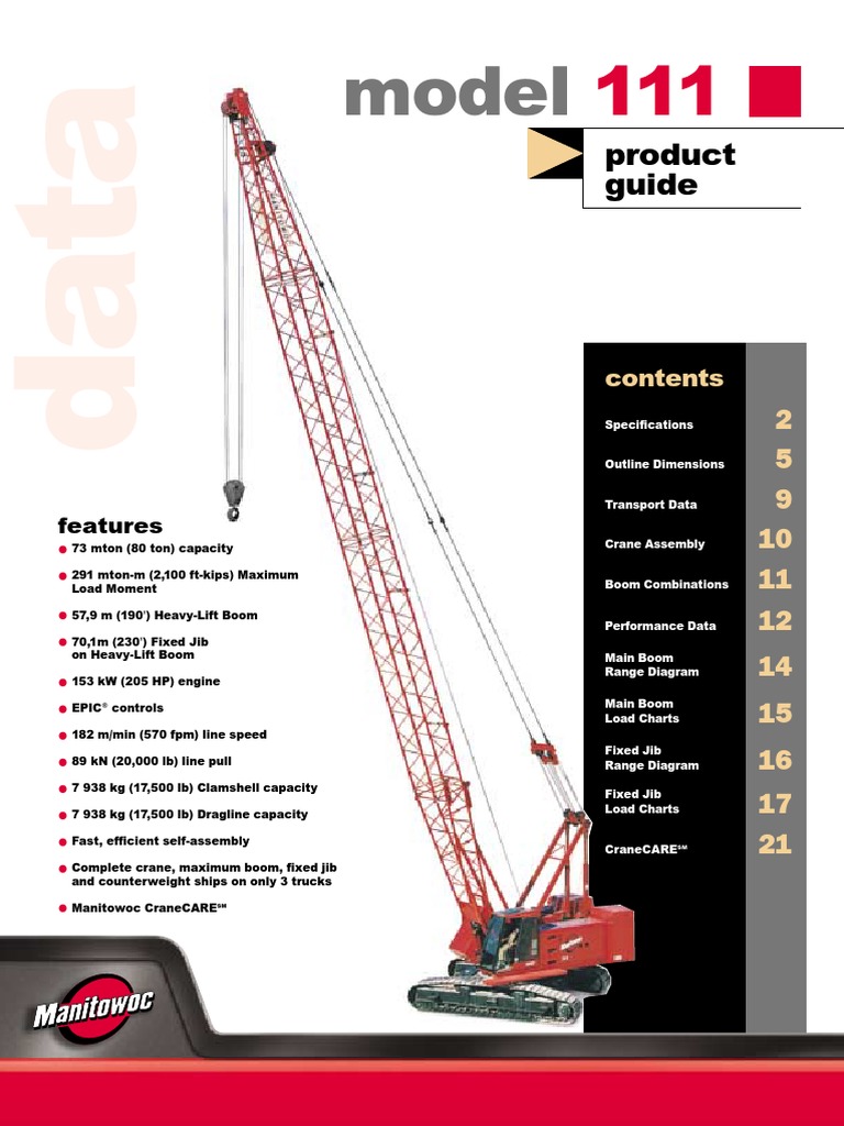Manitowoc 111 80 Product Guide | PDF | Crane (Machine) | Transmission ...