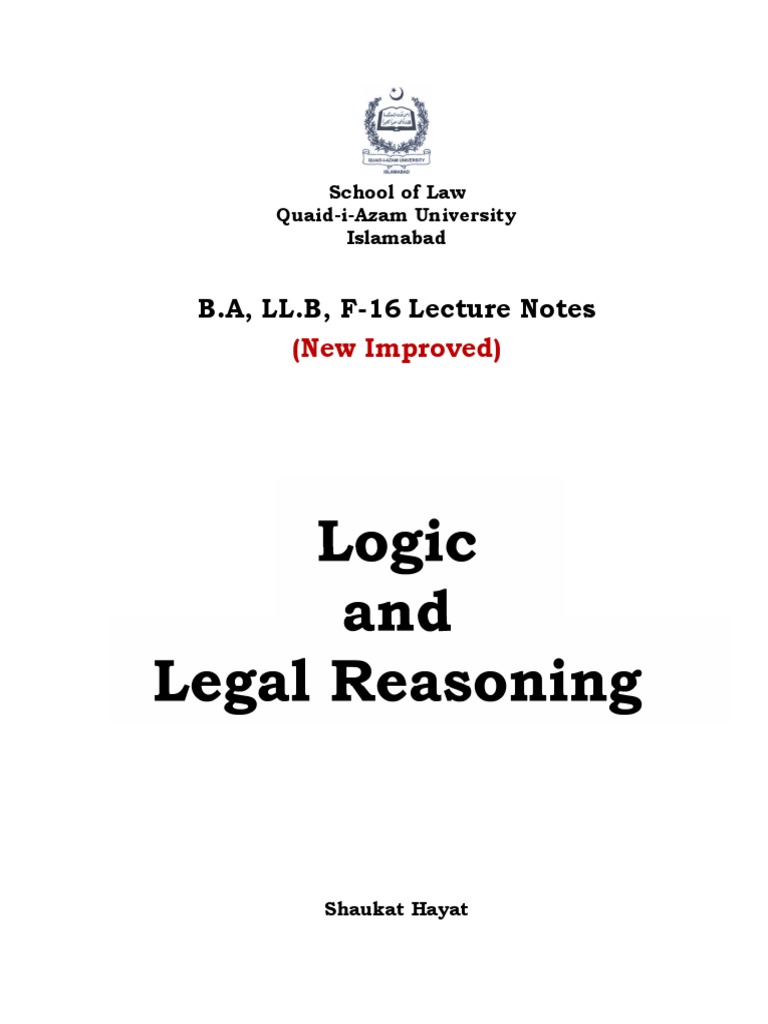 Lecture Notes - Logic and Legal Reasoning - F-16 QAU - 2018 PDF | PDF ...