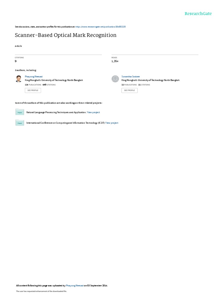 Scanner-Based Optical Mark Recognition | PDF | Image Scanner | Computing