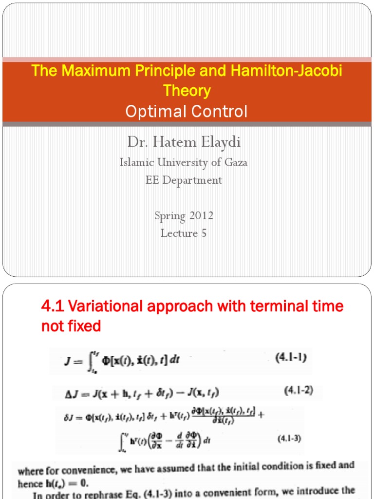 The Maximum Principle and Hamilton Jacobi Theory | PDF | Optimal ...