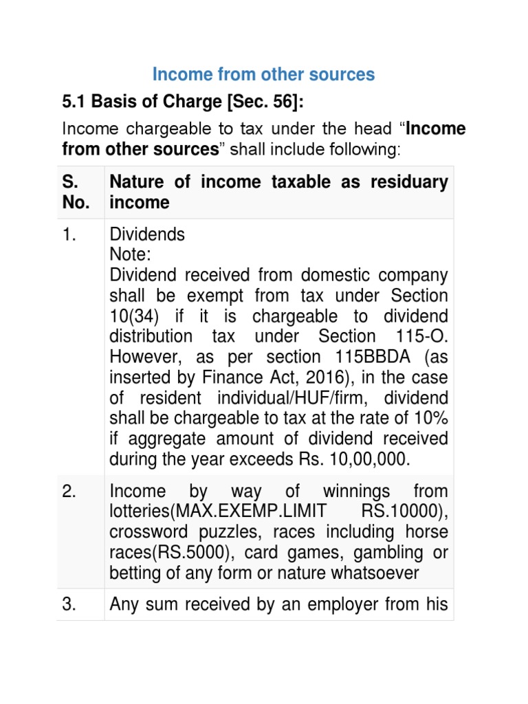 Income From Other Sources | PDF | Expense | Taxes