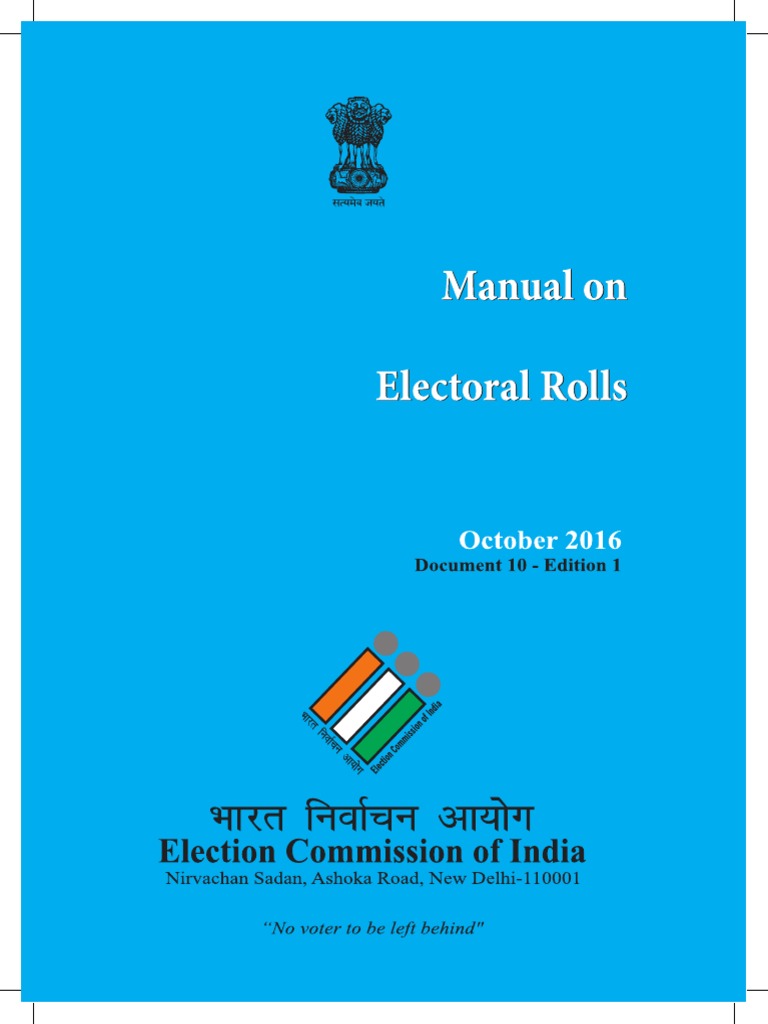 Manual on Electoral Rolls 2023 | PDF | Voter Registration ...