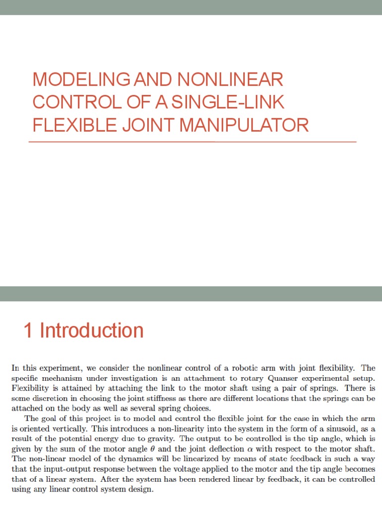 Single-Link Flexible Joint Manipulator | PDF | Teaching Methods ...