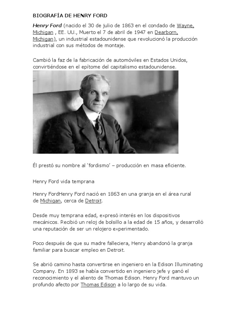 Biografía de Henry Ford | Fabricación e ingeniería | Business
