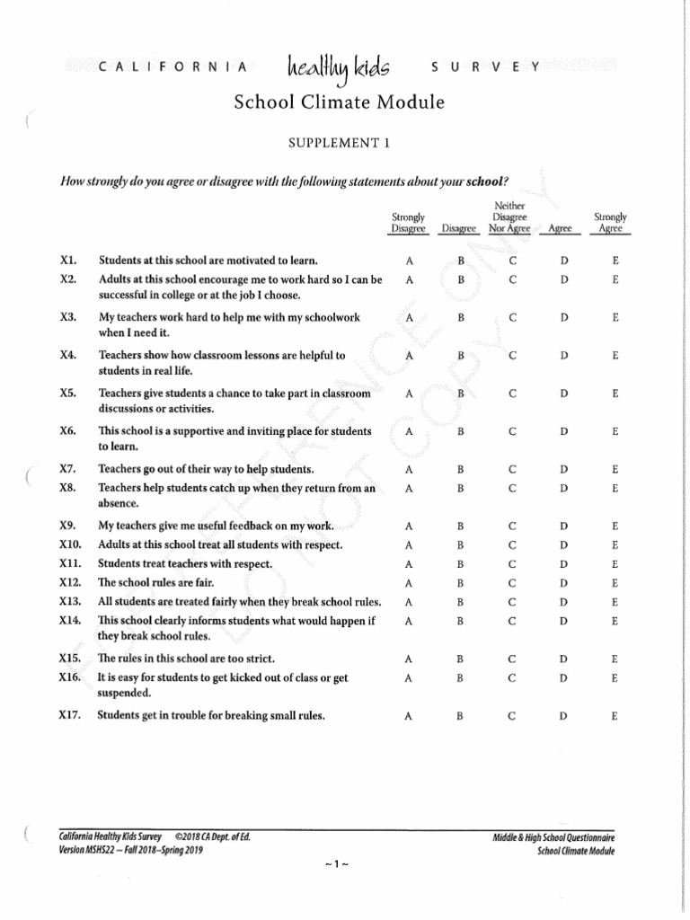 Sample School Climate Survey | PDF | Bullying | Learning