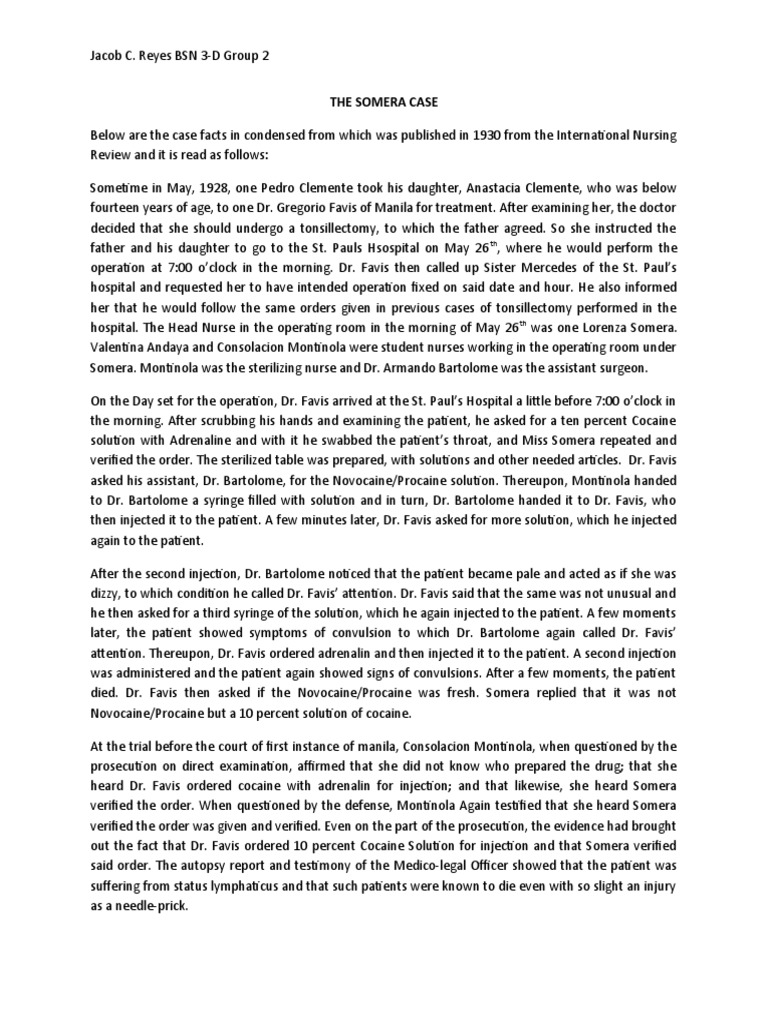The Somera Case | PDF | Nursing | Physician