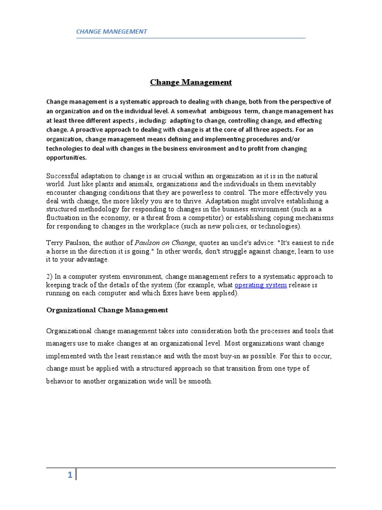 Change Management | PDF | Organization Development | Change Management