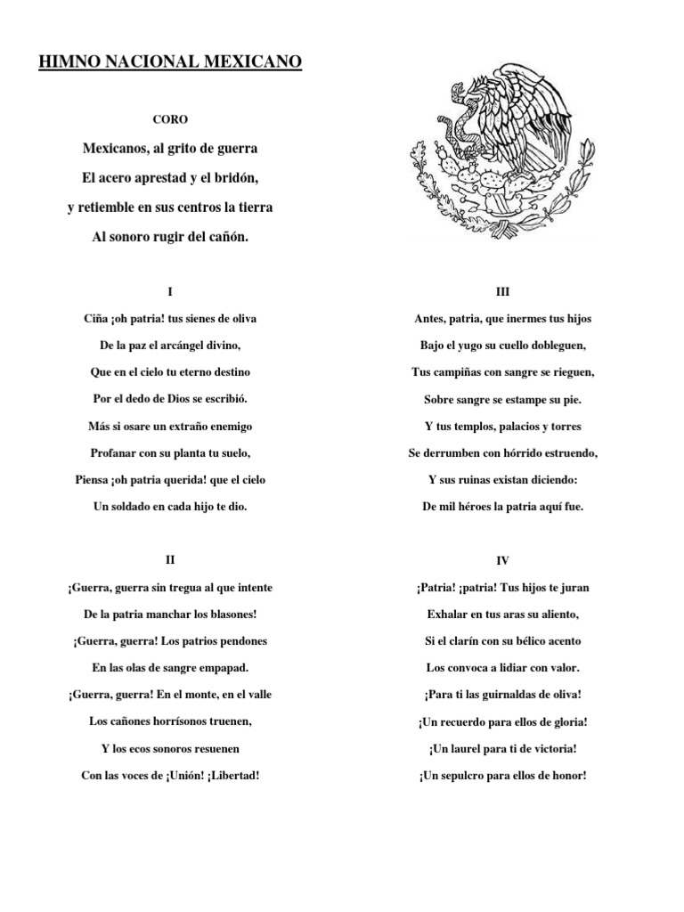 Himno Nacional Mexicano Completo Letra | PDF