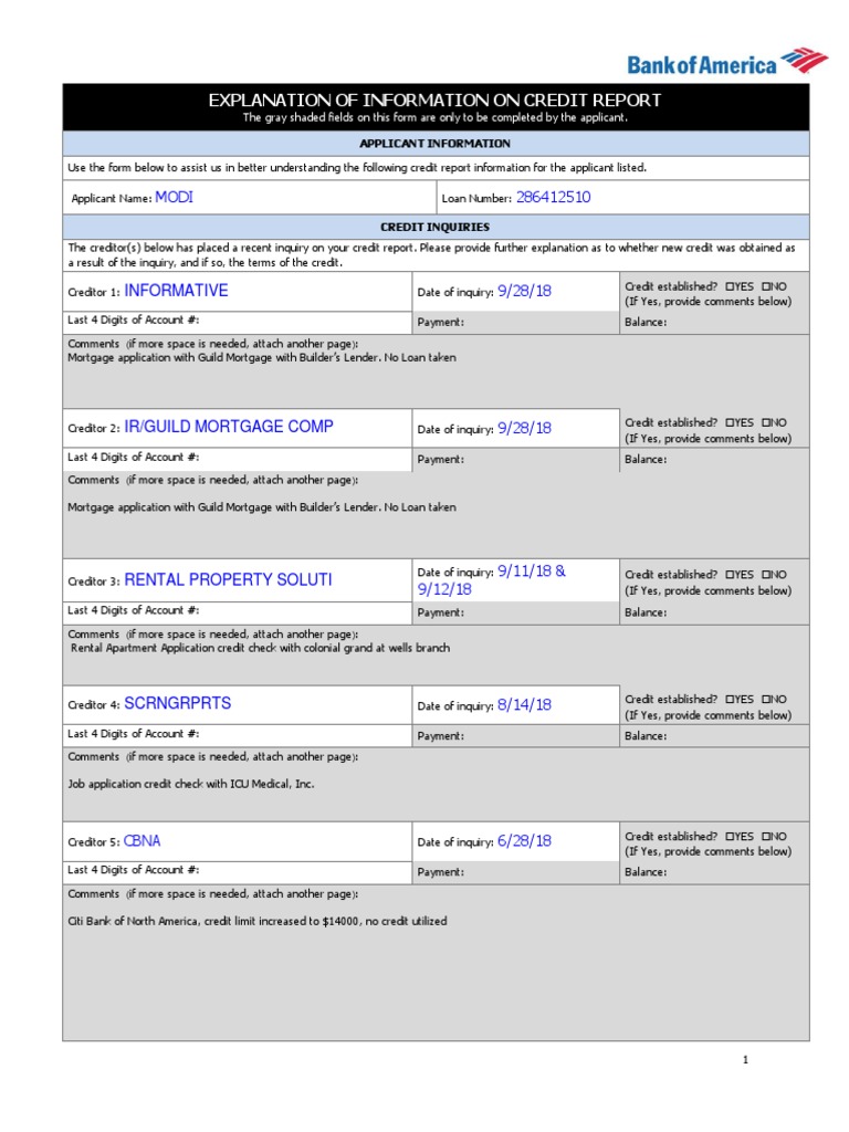 MODI Loe Template | PDF | Credit History | Mortgage Loan