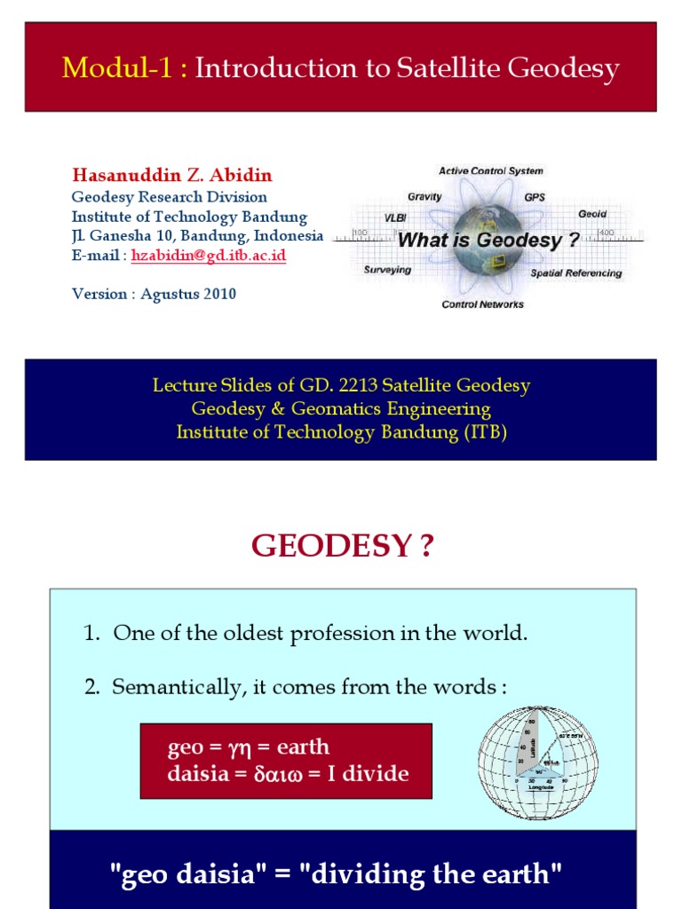 Modul-1:: Introduction To Satellite Geodesy | PDF | Geodesy | Earth