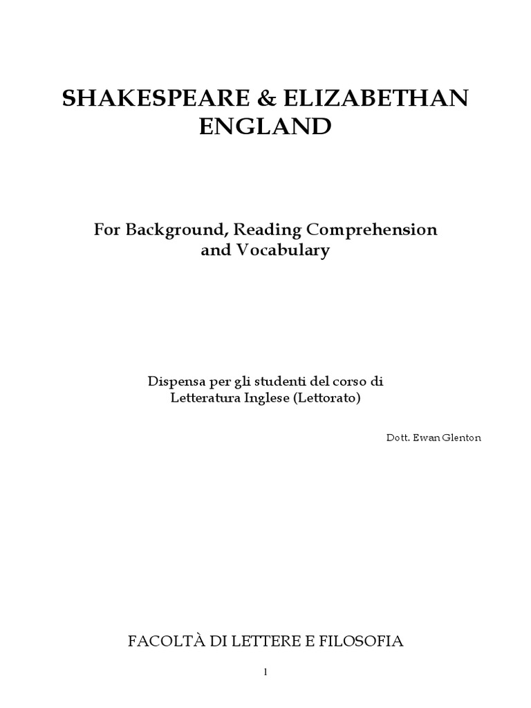 Shakespeare & Elizabethan England: For Background, Reading ...