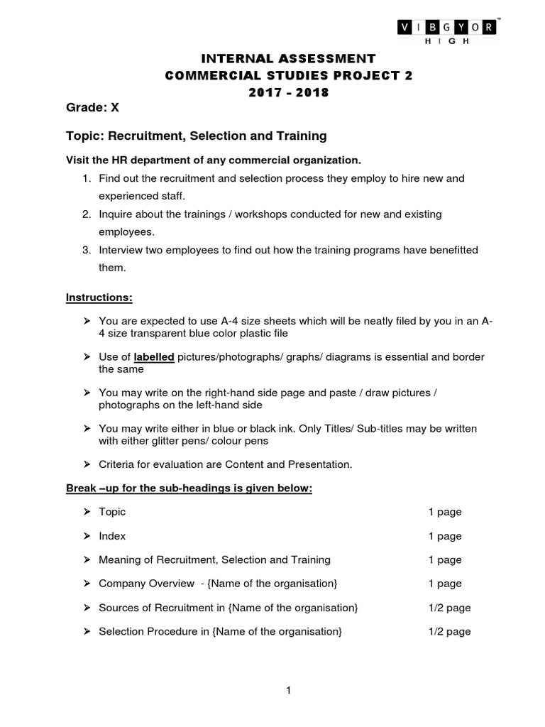 Icse Grade 10 Commercial Studies Project 2 2017 18 | PDF