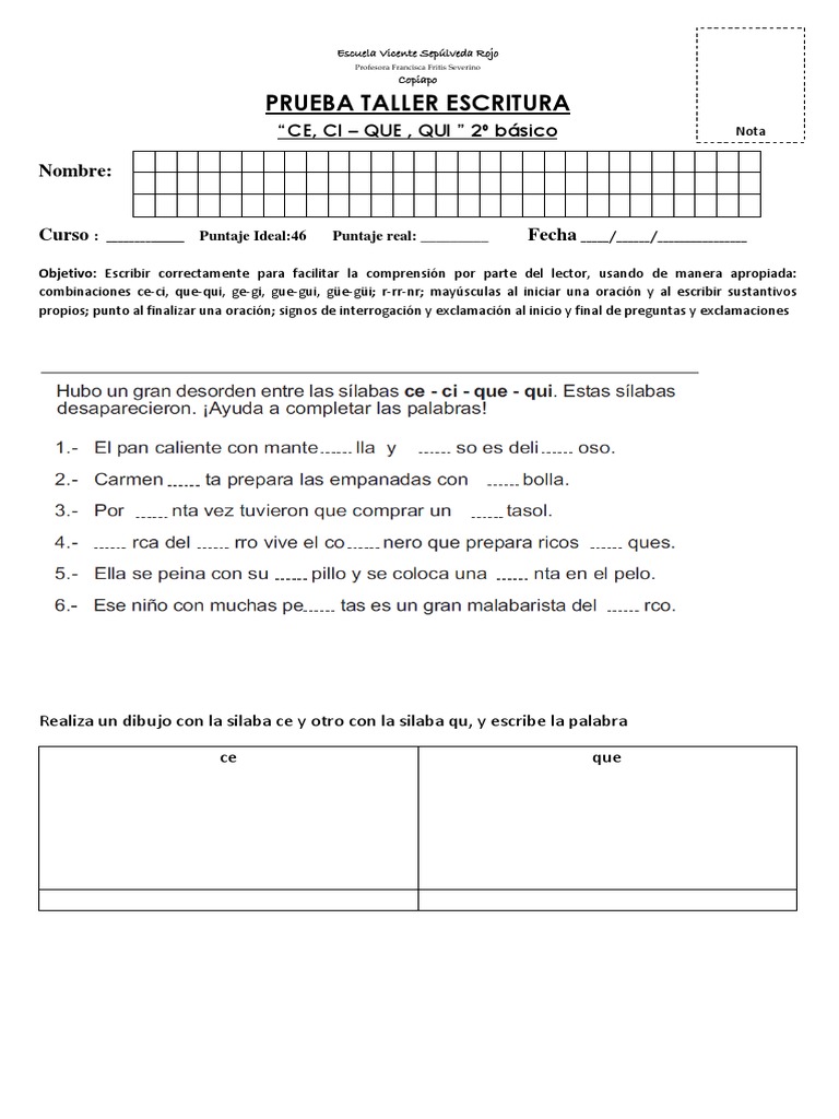 Prueba Ce Ci Que Qui | PDF