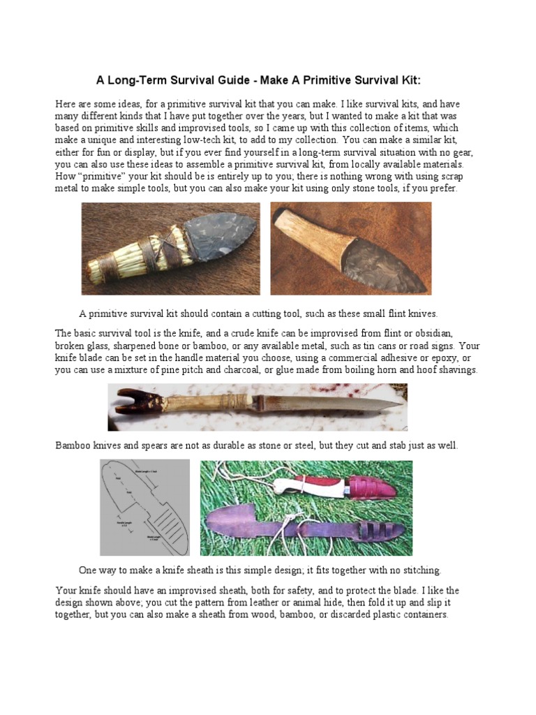A Long Term Survival Guide Make A Primitive Survival Kit | PDF | Knife ...