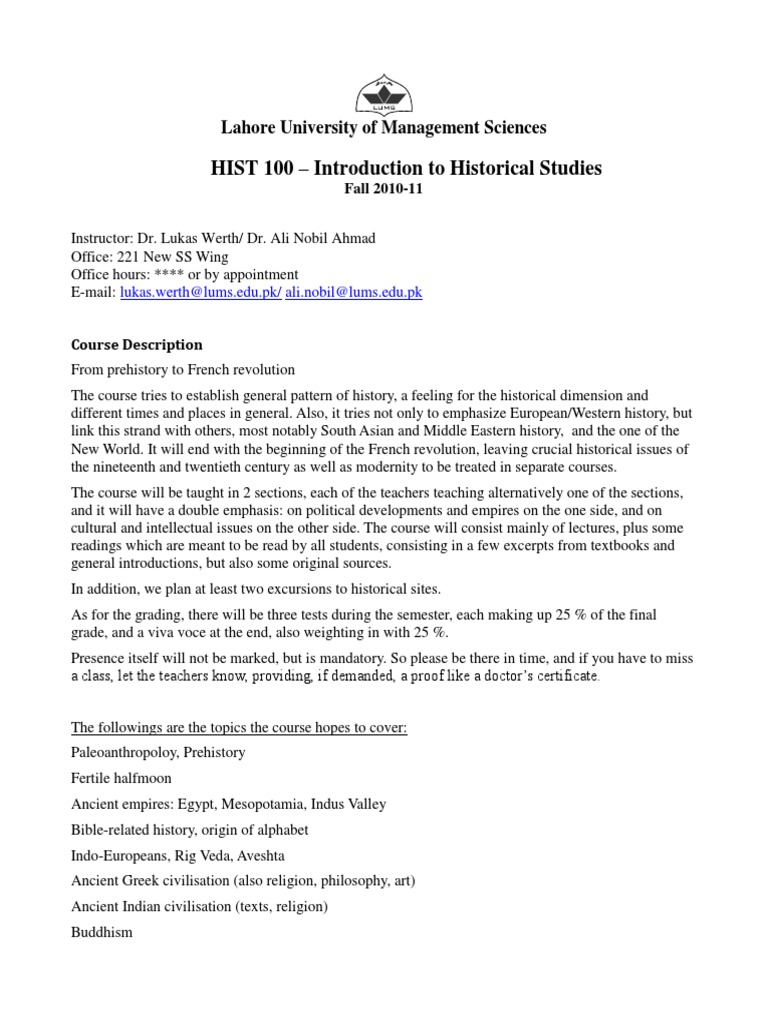 HIST 100 - Introduction To Historical Studies PDF | PDF | Ancient History