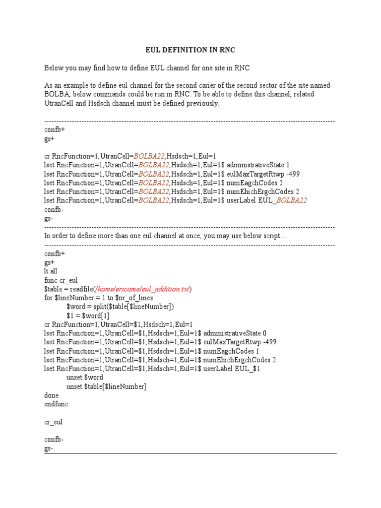 Eul Definition In Rnc Pdf Computer Data Computing