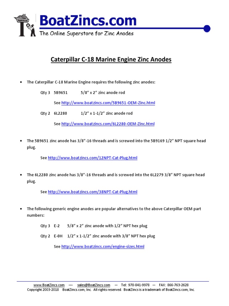 Caterpillar C18 Engine Anodes | PDF