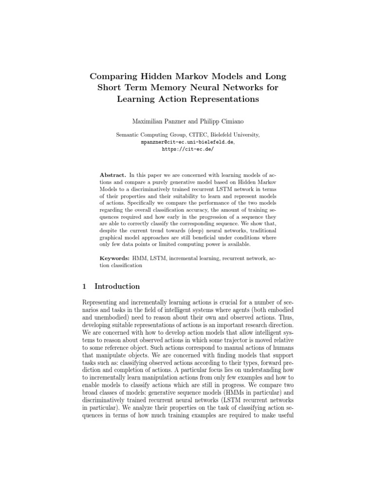 Comparing Hidden Markov Models and Long Short Term Memory Neural Networks For Learning Action ...